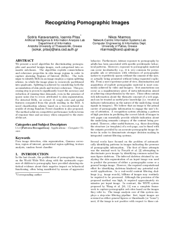 (PDF) Recognizing pornographic images