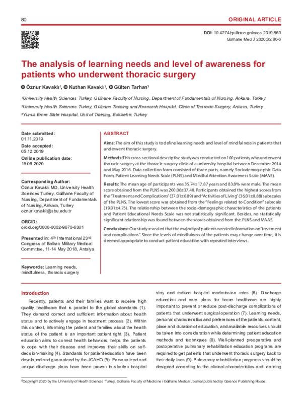 (PDF) The analysis of learning needs and level of awareness for ...