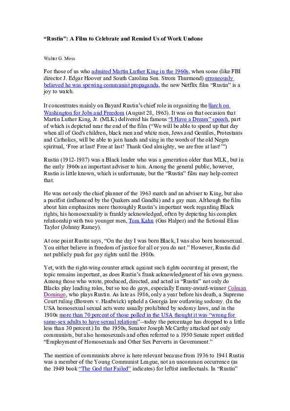 (PDF) "Rustin": A Film to Celebrate and Remind Us of Work Undone