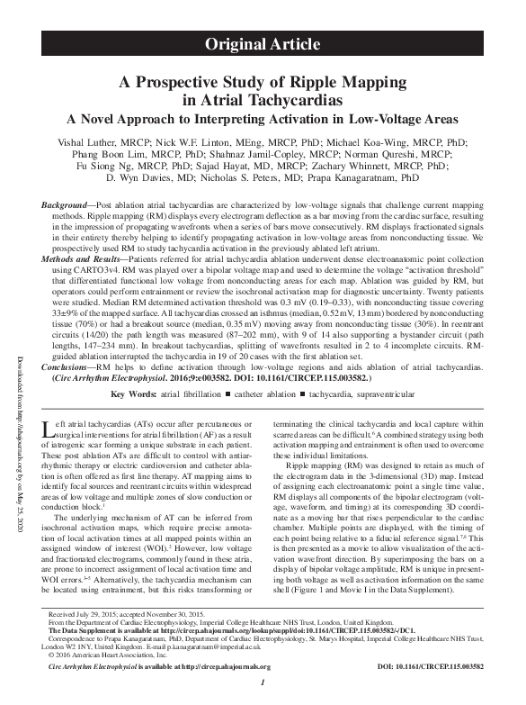 (PDF) A Prospective Study of Ripple Mapping in Atrial Tachycardias