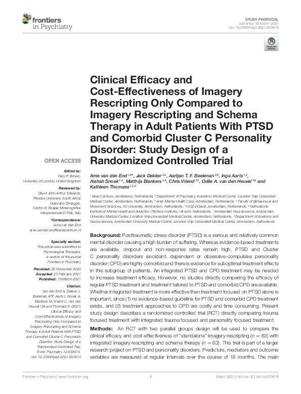 (PDF) Clinical Efficacy and Cost-Effectiveness of Imagery Rescripting ...