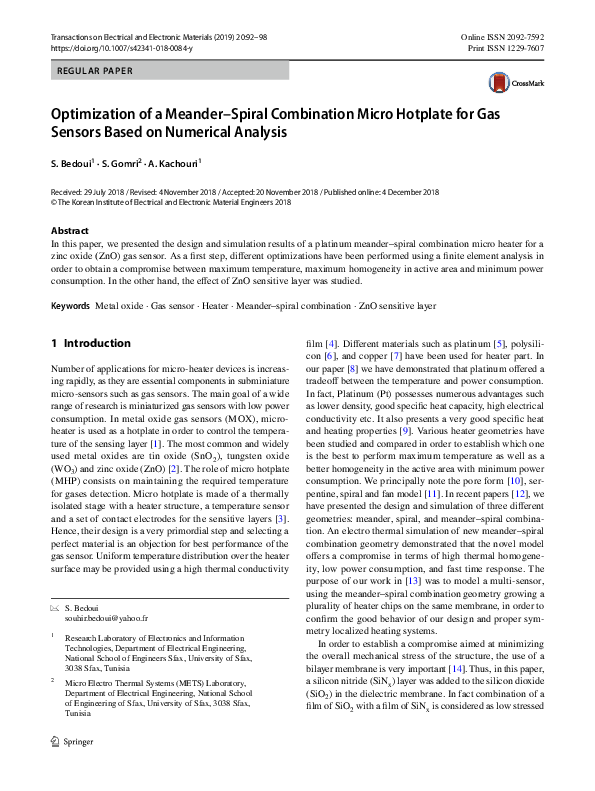 (PDF) Optimization of a Meander–Spiral Combination Micro Hotplate for Gas Sensors Based on ...