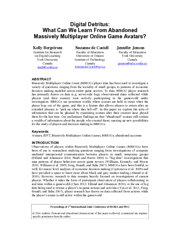 (PDF) Digital Detritus: What Can We Learn From Abandoned Massively ...
