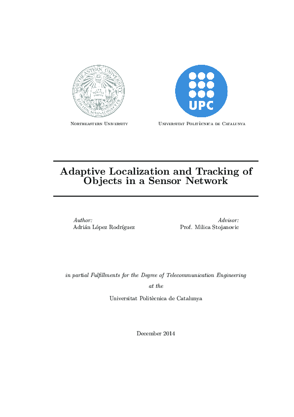 (PDF) Adaptive localization and tracking of objects in a sensor network; Localización y ...
