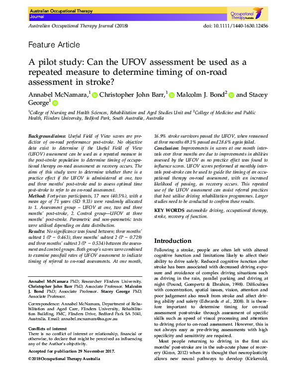 (PDF) A pilot study: Can the UFOV assessment be used as a repeated ...