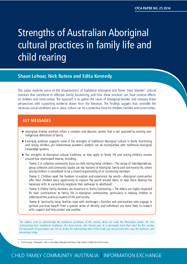 (PDF) Strengths of Australian Aboriginal cultural practices in family ...