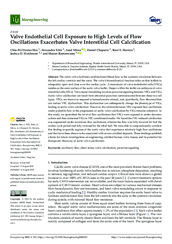 Pdf Valve Endothelial Cell Exposure To High Levels Of Flow Oscillations Exacerbates Valve