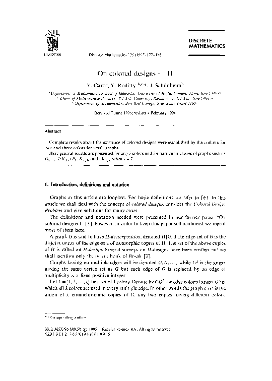 (PDF) On colored designs — II