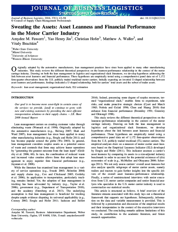 (PDF) Sweating the Assets: Asset Leanness and Financial Performance in ...