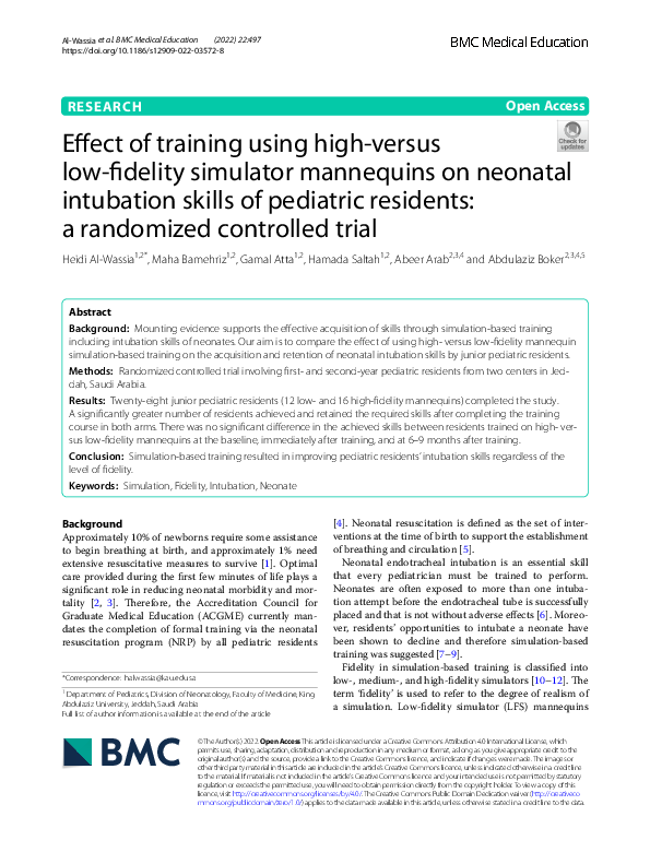 (PDF) Effect of training using high-versus low-fidelity simulator ...
