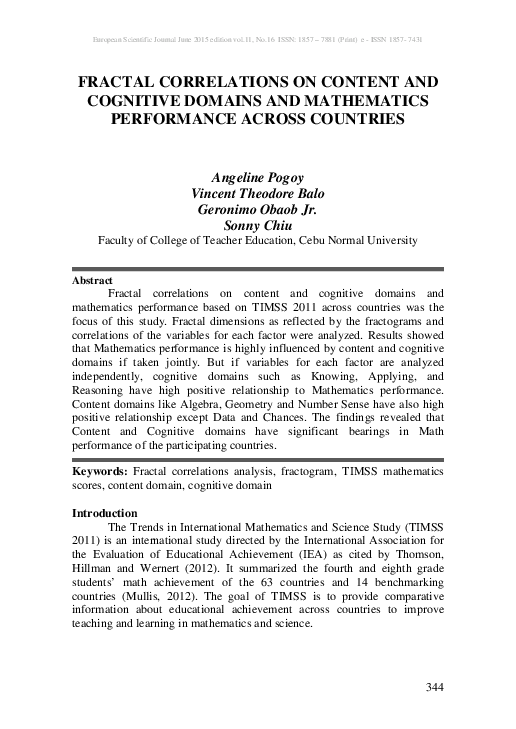 (PDF) Fractal Correlations on Content and Cognitive Domains and ...