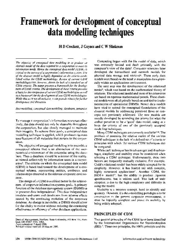 (PDF) Framework for development of conceptual data modelling techniques
