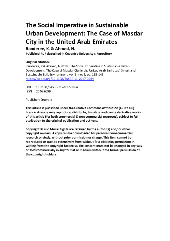 (PDF) The social imperative in sustainable urban development