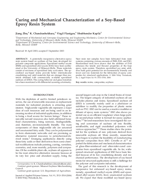 (PDF) Curing and mechanical characterization of a soy-based epoxy resin ...