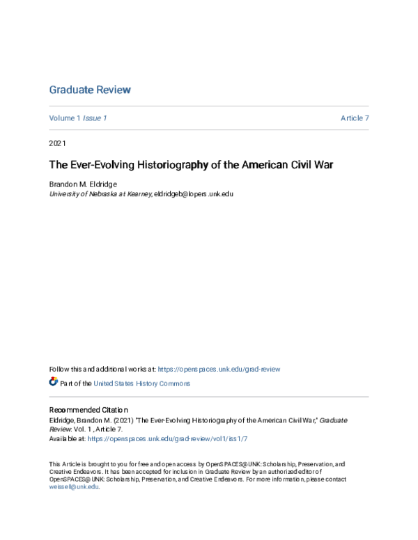 (PDF) The Ever-Evolving Historiography of the American Civil War ...