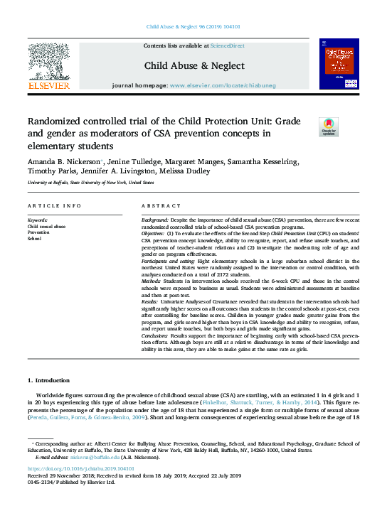 (PDF) Randomized controlled trial of the Child Protection Unit: Grade ...
