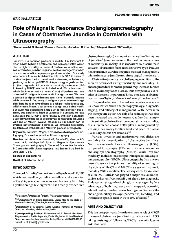 (PDF) The role of Magnetic Resonance Cholangiopancreatography in the evaluation of biliary tree ...