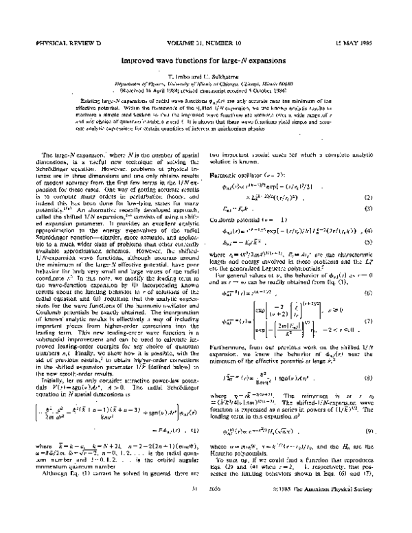 (PDF) Improved wave functions for large-Nexpansions