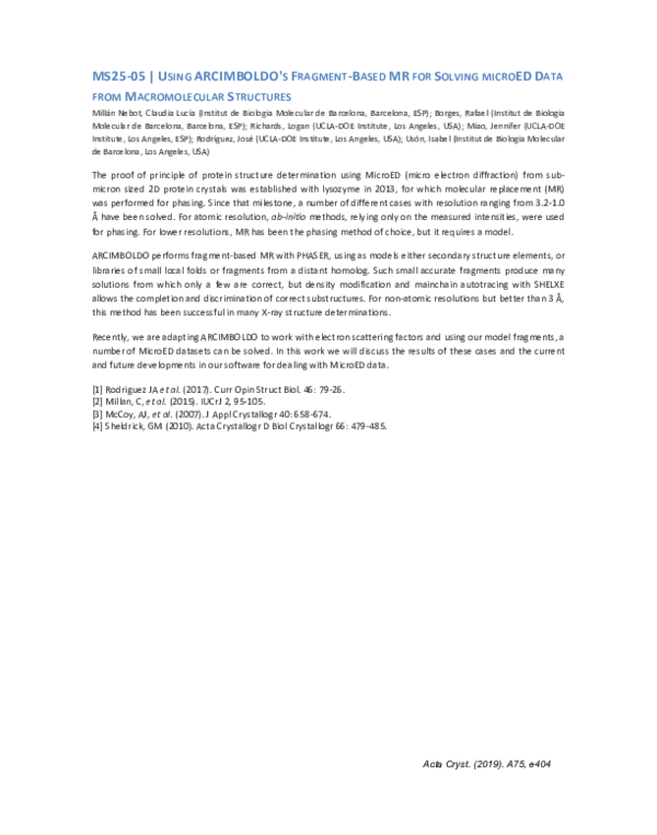 Pdf Using Arcimboldos Fragment Based Mr For Solving Microed Data