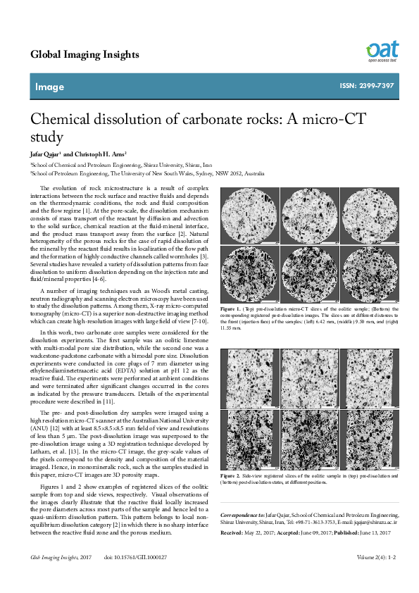 (PDF) Chemical dissolution of carbonate rocks: A micro-CT study