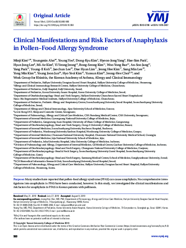 (PDF) Clinical Manifestations and Risk Factors of Anaphylaxis in Pollen ...