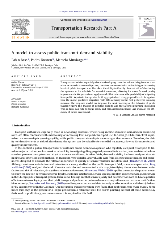 (PDF) A model to assess public transport demand stability | Pablo Bass ...