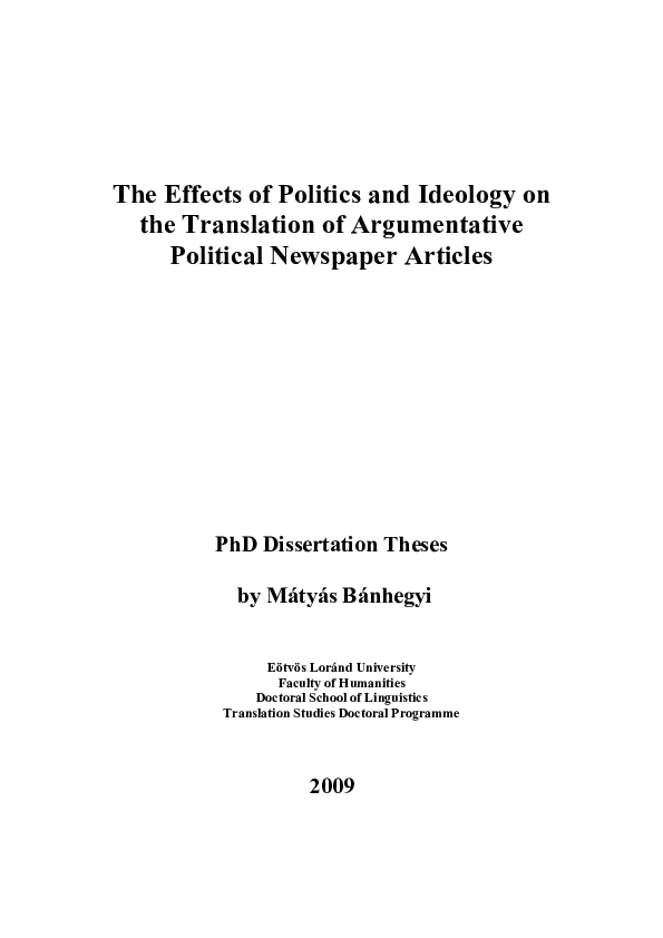 (PDF) The Effects of Politics and Ideology on the Translation of ...