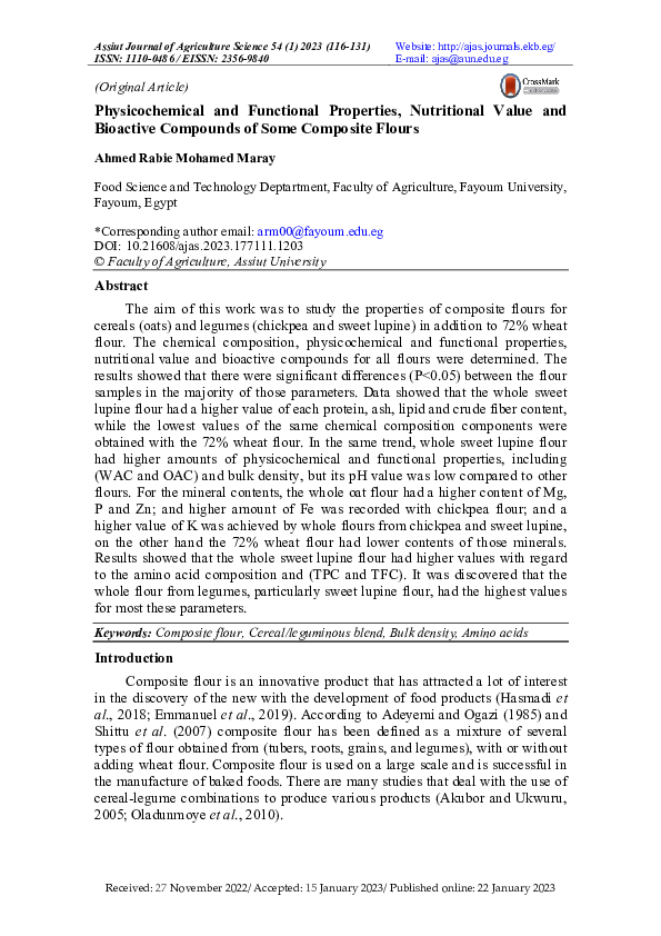 (PDF) Physicochemical and Functional Properties, Nutritional Value andBioactive Compounds of ...