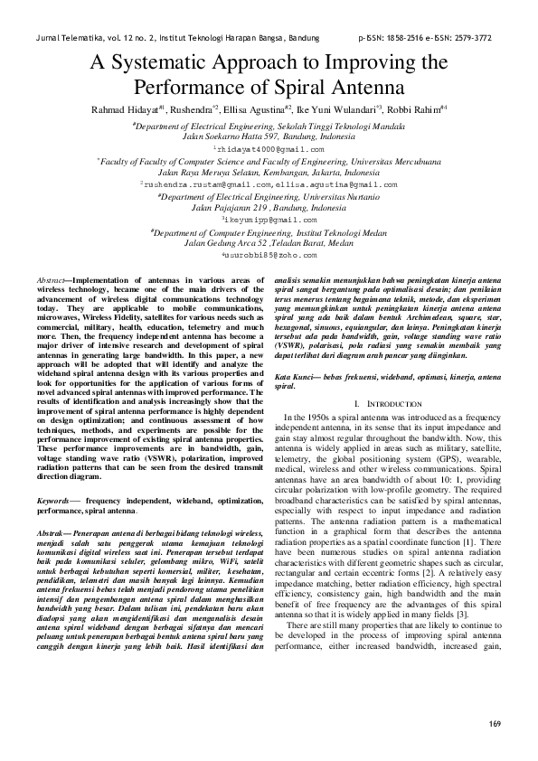 (PDF) A Systematic Approach to Improving the Performance of Spiral Antenna