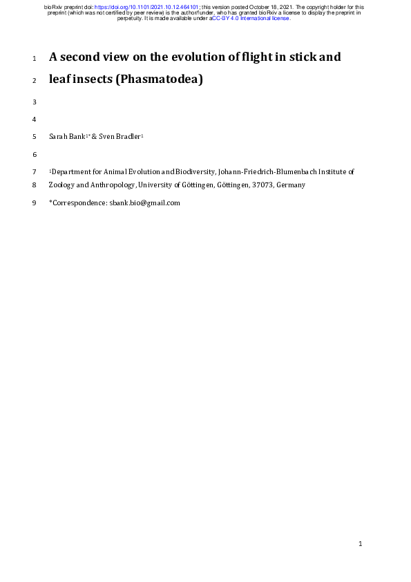 (PDF) A second view on the evolution of flight in stick and leaf ...