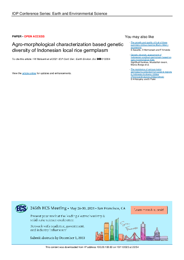 (PDF) Agro-morphological characterization based genetic diversity of ...