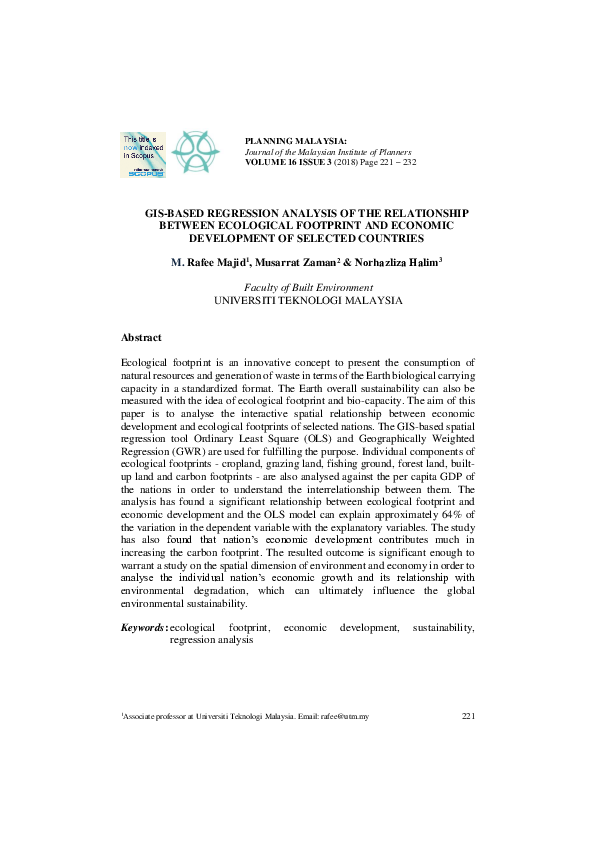 (PDF) Gis-Based Regression Analysis of the Relationship Between Ecological Footprint and ...