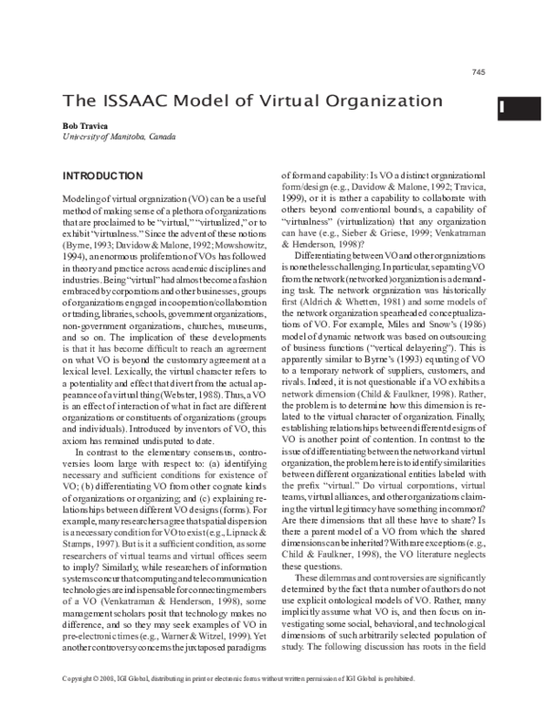 (PDF) The ISSAAC Model of Virtual Organization