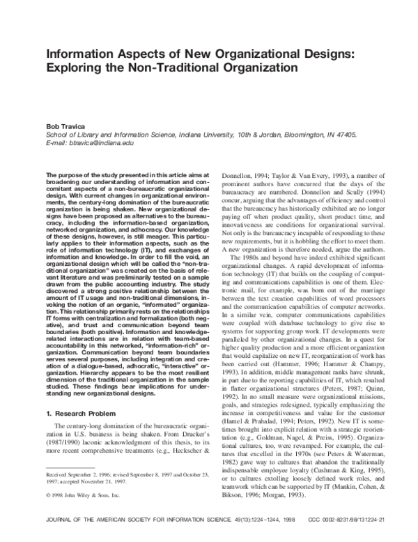 (PDF) Information aspects of new organizational designs: Exploring the ...