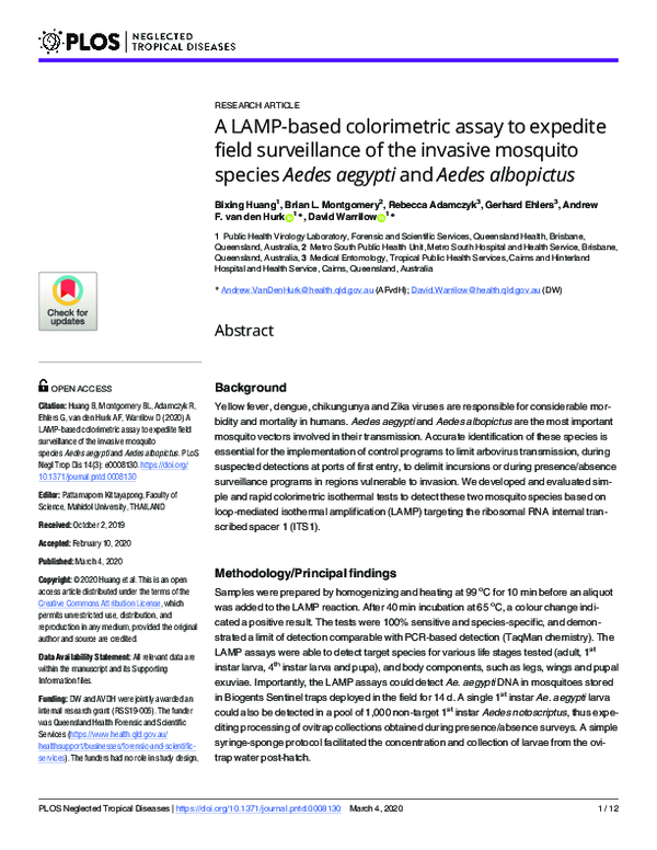 (PDF) A LAMP-based colorimetric assay to expedite field surveillance of ...