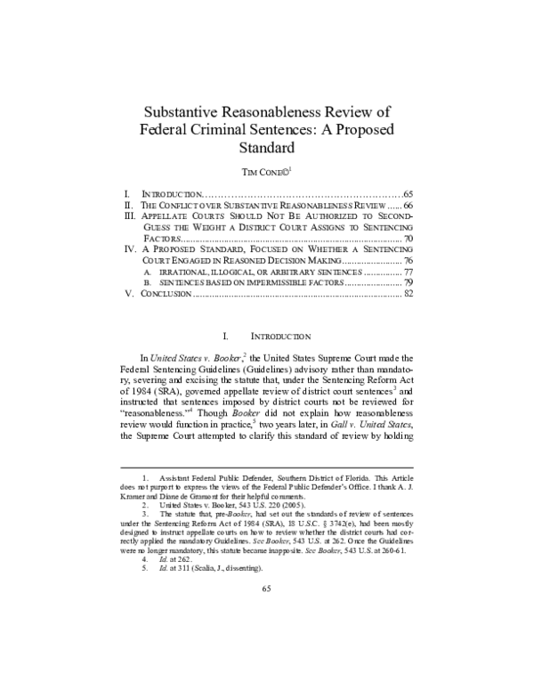 (PDF) Substantive Reasonableness Review of Federal Criminal Sentences ...