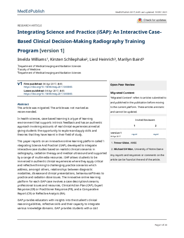 (PDF) Integrating Science and Practice (iSAP): An Interactive Case ...