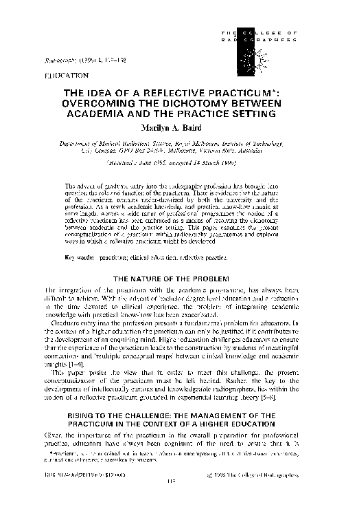 (PDF) The idea of a reflective practicum: Overcoming the dichotomy ...