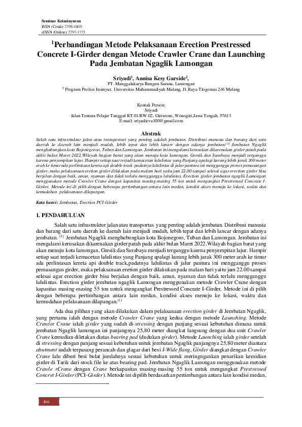 (PDF) Perbandingan Metode Pelaksanaan Erection Prestressed Concrete I ...