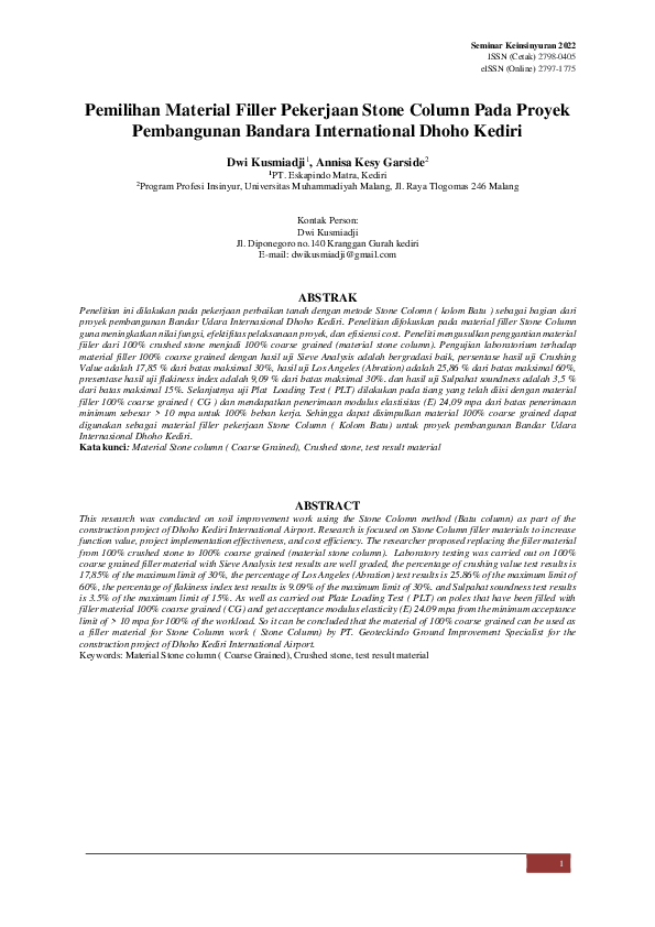 (PDF) Pemilihan Material Filler Pekerjaan Stone Column Pada Proyek ...