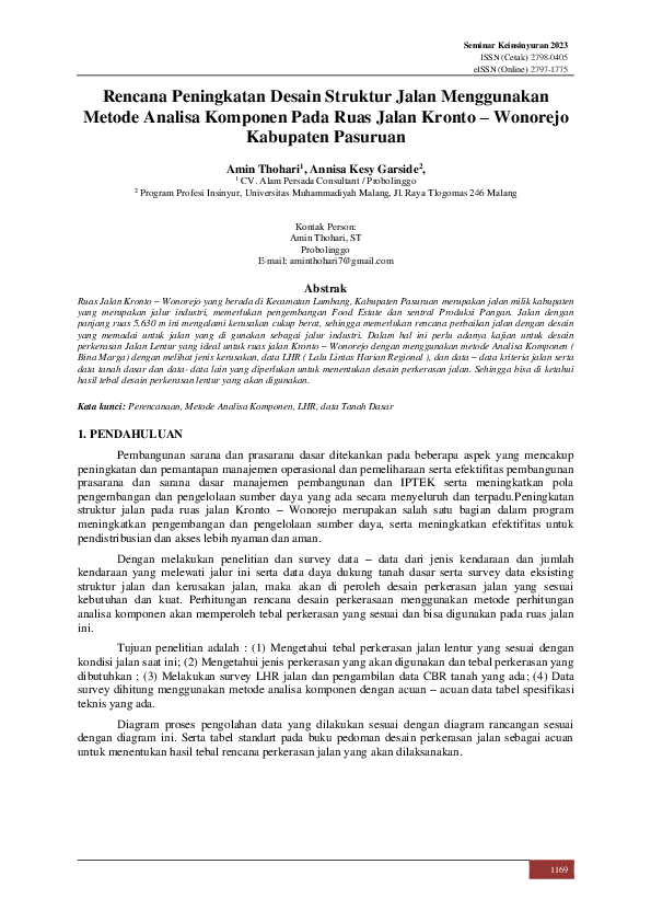 (PDF) Rencana Peningkatan Desain Struktur Jalan Menggunakan Metode ...