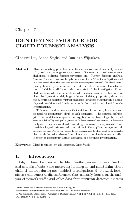(PDF) Identifying Evidence for Cloud Forensic Analysis