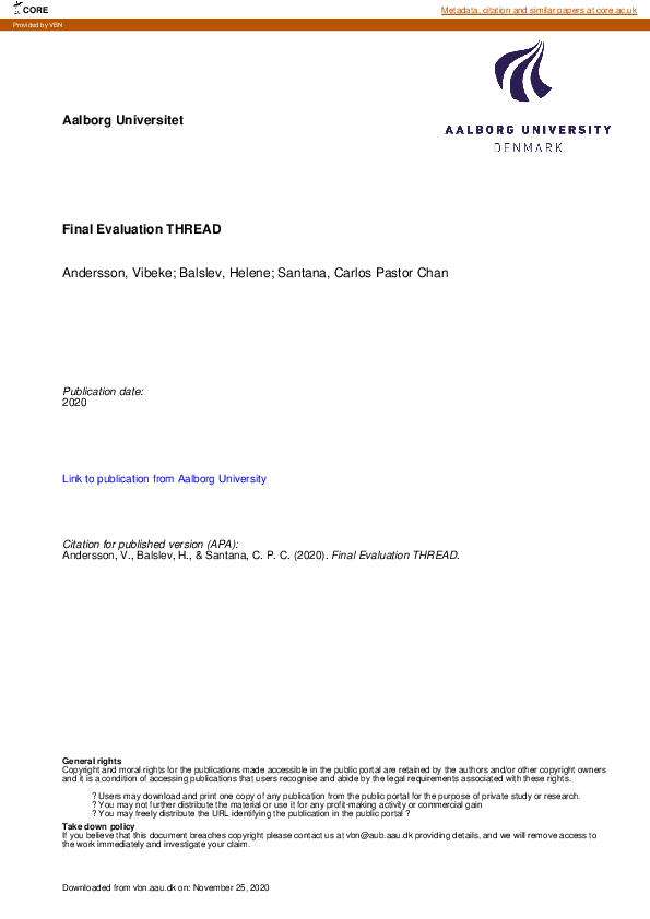 (PDF) Final Evaluation THREAD