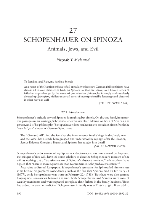 (PDF) Schopenhauer on Spinoza: Animals, Jews, and Evil (in D. Bather ...