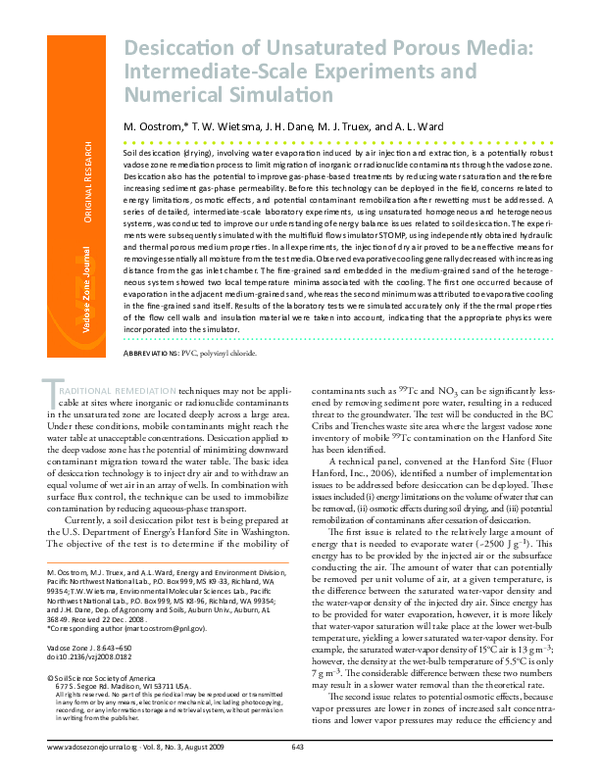 (PDF) Desiccation of Unsaturated Porous Media: Intermediate‐Scale ...