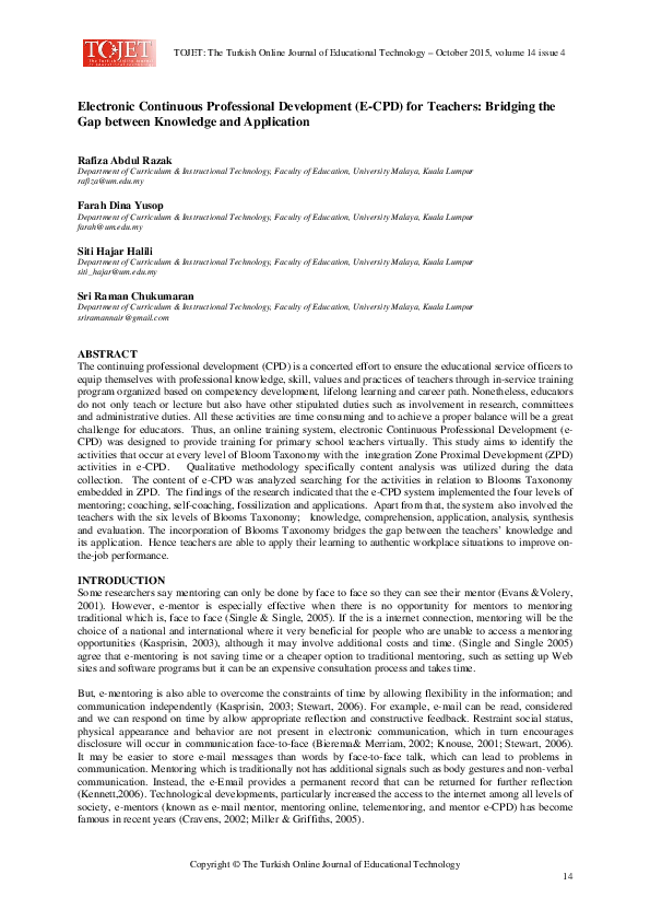 (PDF) Electronic Continuous Professional Development (E-CPD) for ...