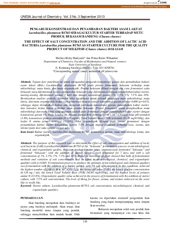 (PDF) PENGARUH KONSENTRASI DAN PENAMBAHAN BAKTERI ASAM LAKTAT Lactobacillus plantarum B1765 ...