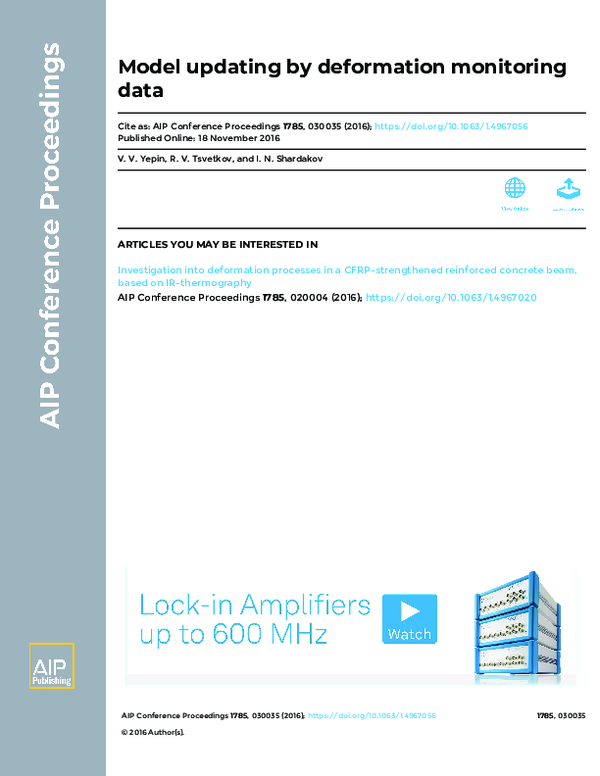 (PDF) Updating Deformation Monitoring Models Using Sensor Data