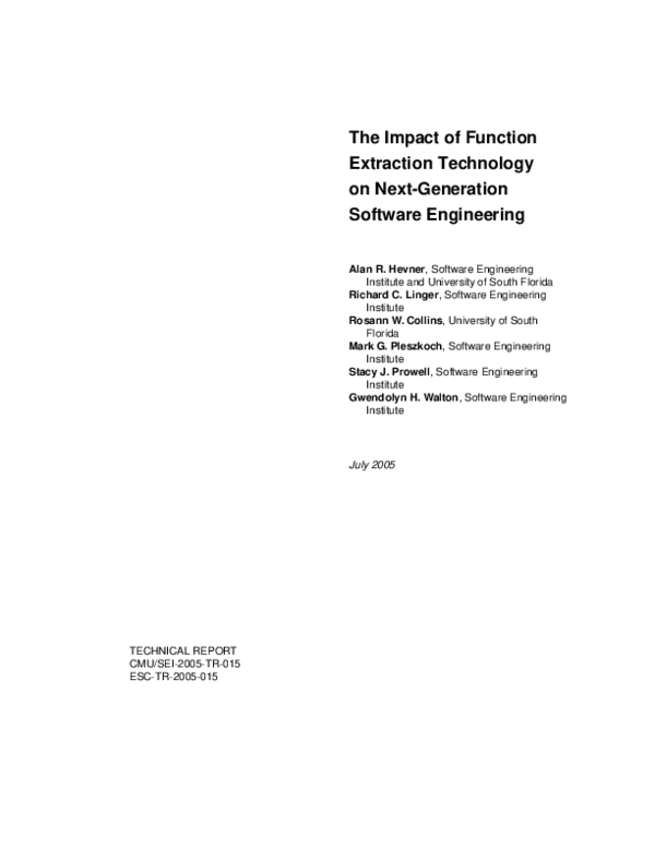 (PDF) The Impact of Function Extraction Technology on Next-Generation Software Engineering
