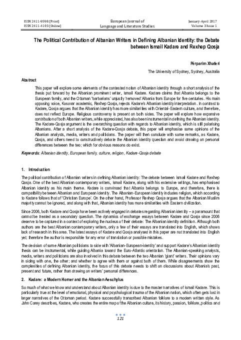 (PDF) The Political Contribution of Albanian Writers in Defining ...